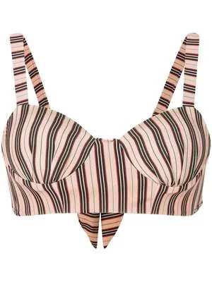 AMIR SLAMA Stripe-print Bustier Top