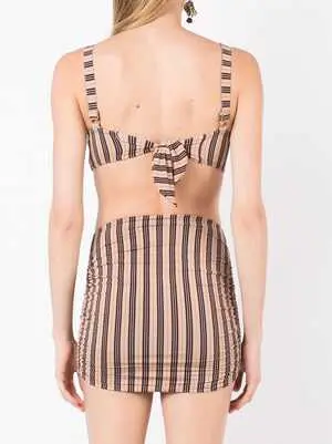 AMIR SLAMA Stripe-print Bustier Top