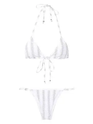 AMIR SLAMA Stripe-print Bikini Set - White