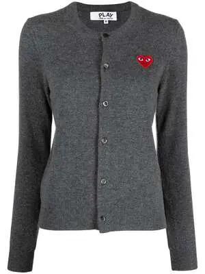 Play Comme Des Garcon Heart-patch Cardigan