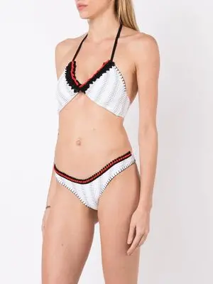 AMIR SLAMA Striped Crochet-trim Bikini Set
