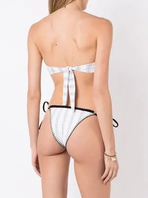 AMIR SLAMA Stripe-print Crochet-trim Bikini