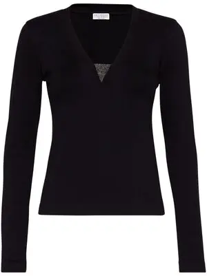 Brunello Cucinelli Monili-embellished T-shirt - Black