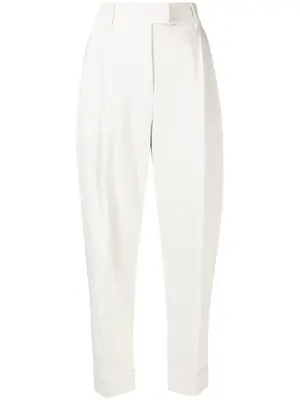Brunello Cucinelli High-waisted Cropped Trousers - White