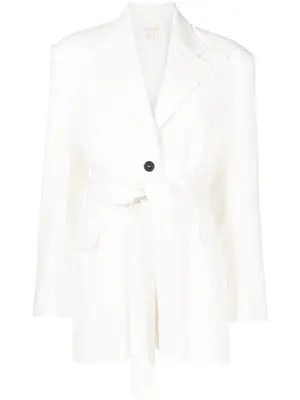 Matériel Single-breasted Belted Blazer - White