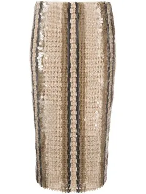 Brunello Cucinelli Sequinned Pencil Midi Skirt