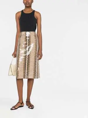 Brunello Cucinelli Sequinned Pencil Midi Skirt