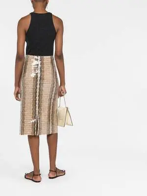 Brunello Cucinelli Sequinned Pencil Midi Skirt