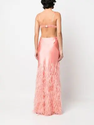 Cult Gaia Raisa Feather-trim Gown - Pink