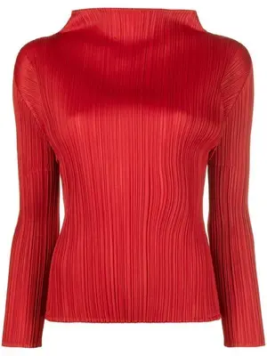 Issey Miyake Pleated High Neck Blouse