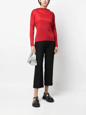 Issey Miyake Pleated High Neck Blouse