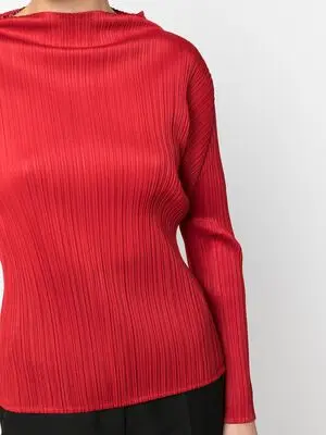 Issey Miyake Pleated High Neck Blouse