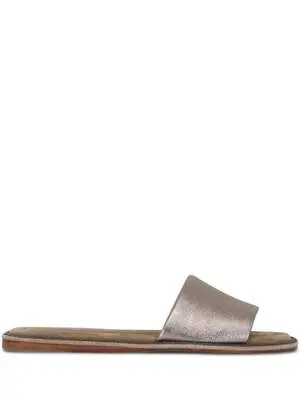 Brunello Cucinelli Square-toe Leather Flat Sandals - Neutrals