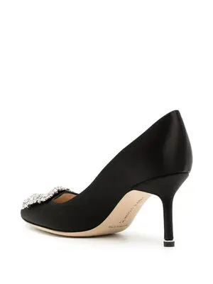 Manolo Blahnik 70mm Hangisi Crystal-buckle Pumps - Black
