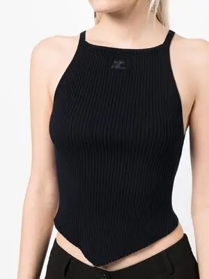 COURREGES Pointy Rib-knit Tank Top