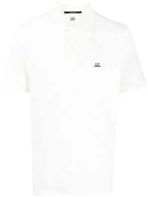 C.P. COMPANY Logo-embroidered Polo Shirt - White