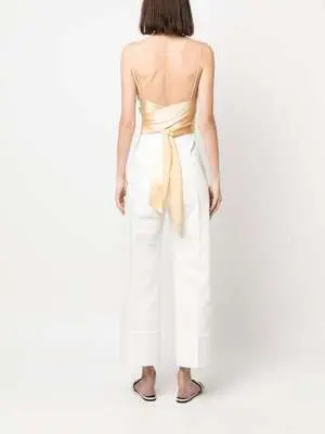 Alberta Ferretti Embroidered Silk Cropped Top