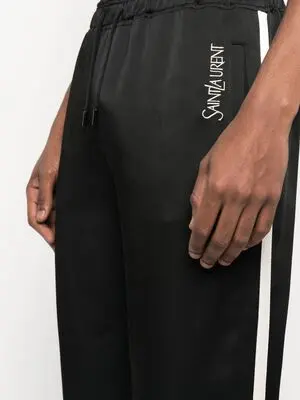 Saint Laurent Embroidered-logo Striped Track Pants