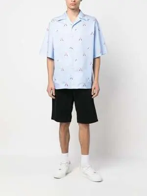 Gcds Print Short-sleeved Shirt - Blue