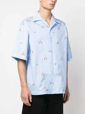 Gcds Print Short-sleeved Shirt - Blue