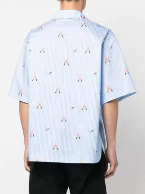 Gcds Print Short-sleeved Shirt - Blue