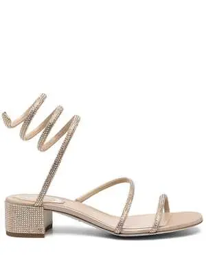 Rene Caovilla Crystal-embellished Heeled Sandals - Neutrals