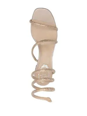 Rene Caovilla Crystal-embellished Heeled Sandals - Neutrals