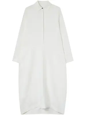 JIL SANDER Linen Long-sleeve Shirt Dress - White