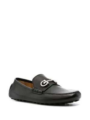 FERRAGAMO Gancini Plaque Driver Shoes - Black