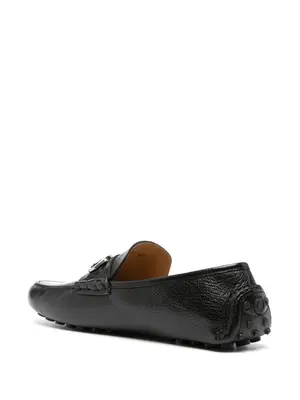 FERRAGAMO Gancini Plaque Driver Shoes - Black