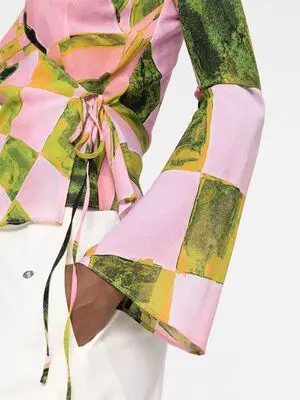 LOUISA BALLOU Graphic-print Wrap Blouse