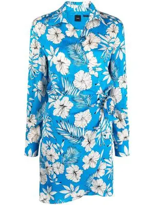 Pinko Floral-print Wrap Dress - Blue
