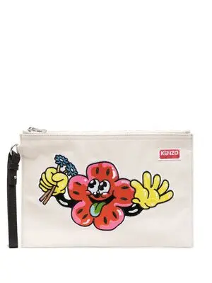 Kenzo Motif-embroidered Clutch