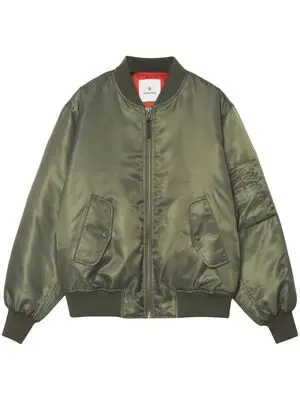 ANINE BING Leon Satin Bomber Jacket - Green
