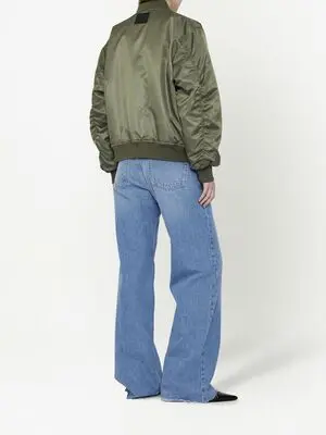 ANINE BING Leon Satin Bomber Jacket - Green