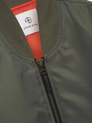 ANINE BING Leon Satin Bomber Jacket - Green