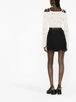 Gcds Crochet-knit Logo Crop Top