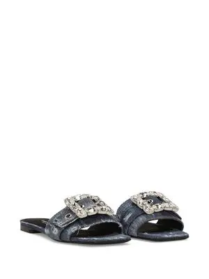 Dolce & Gabbana Embellished Patchwork-denim Sandals
