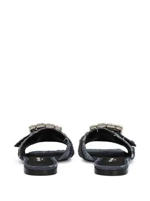 Dolce & Gabbana Embellished Patchwork-denim Sandals