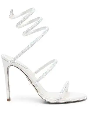 Rene Caovilla Crystal-embellished Leather Sandals - Neutrals