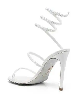 Rene Caovilla Crystal-embellished Leather Sandals - Neutrals
