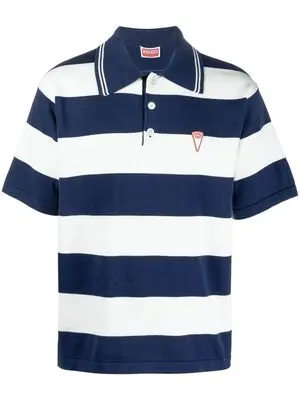 Kenzo Embroidered Logo Striped Polo Shirt - Blue