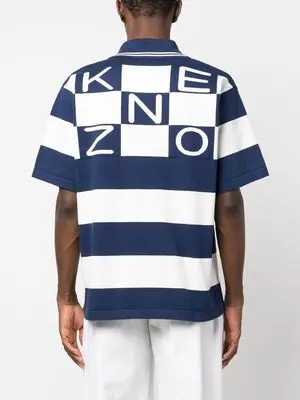 Kenzo Embroidered Logo Striped Polo Shirt - Blue