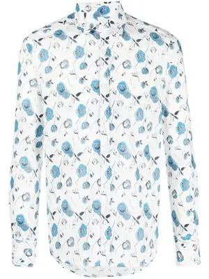 Canali Floral Print Classic Shirt