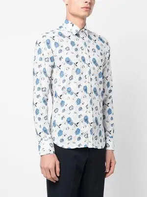 Canali Floral Print Classic Shirt