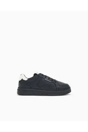 Emporio Armani Hammered-leather Sneakers - Black