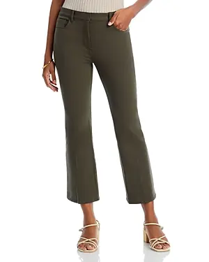 Theory Cropped Kick Flare Pants Dark Olive