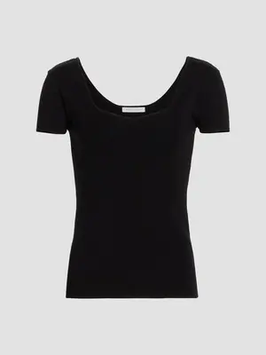 Elie Tahari The Valentina Rib-knit Top - Noir