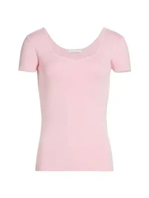 Elie Tahari The Valentina Rib-knit Top Pink Lemonade