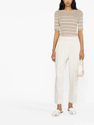 Brunello Cucinelli Striped Short-sleeve Knitted Top